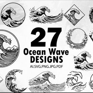 Wave SVG Bundle Ocean Sea Life Nautical Beach Anchor - Instant Digital ...