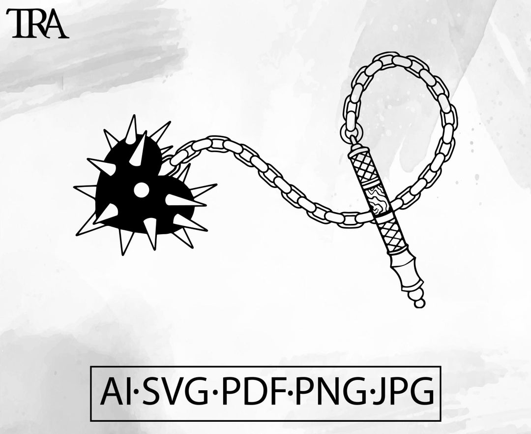 Heart Mace SVG Flail Flash Tattoo Medieval Weapon Mystical Goth Witchy ...