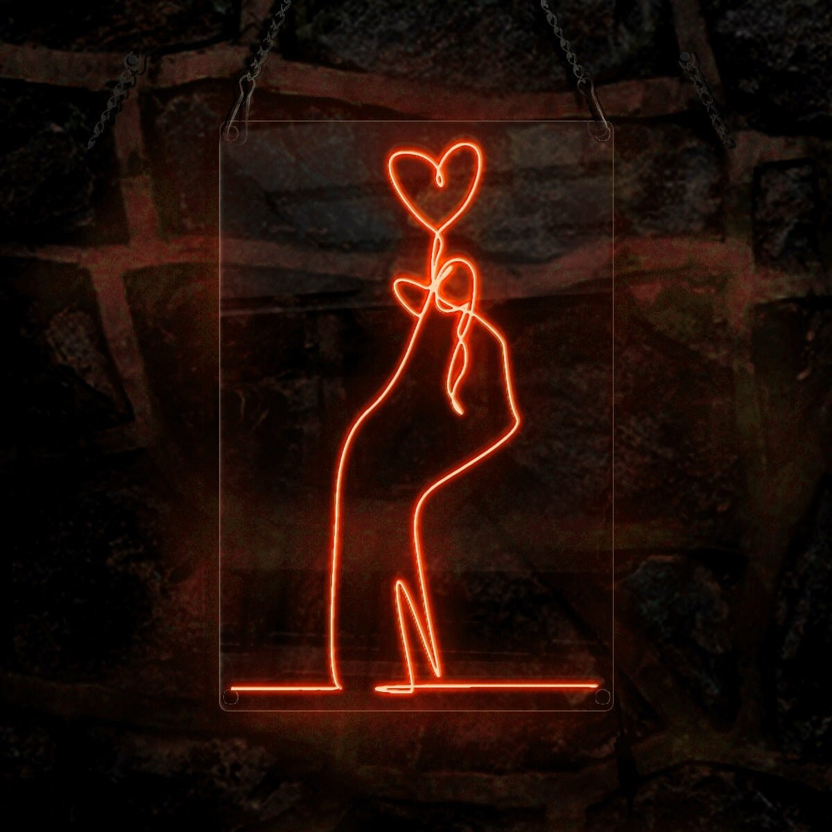 Korean Heart Sign Finger Love Symbol Neon Sign, I Love You Hand Gesture ...