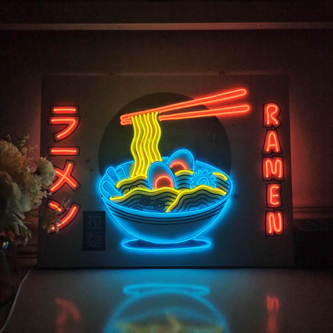 Ramen Bowl EL Wire Neon Sign, Japanese Noodle Bowl Neon Light Sign ...