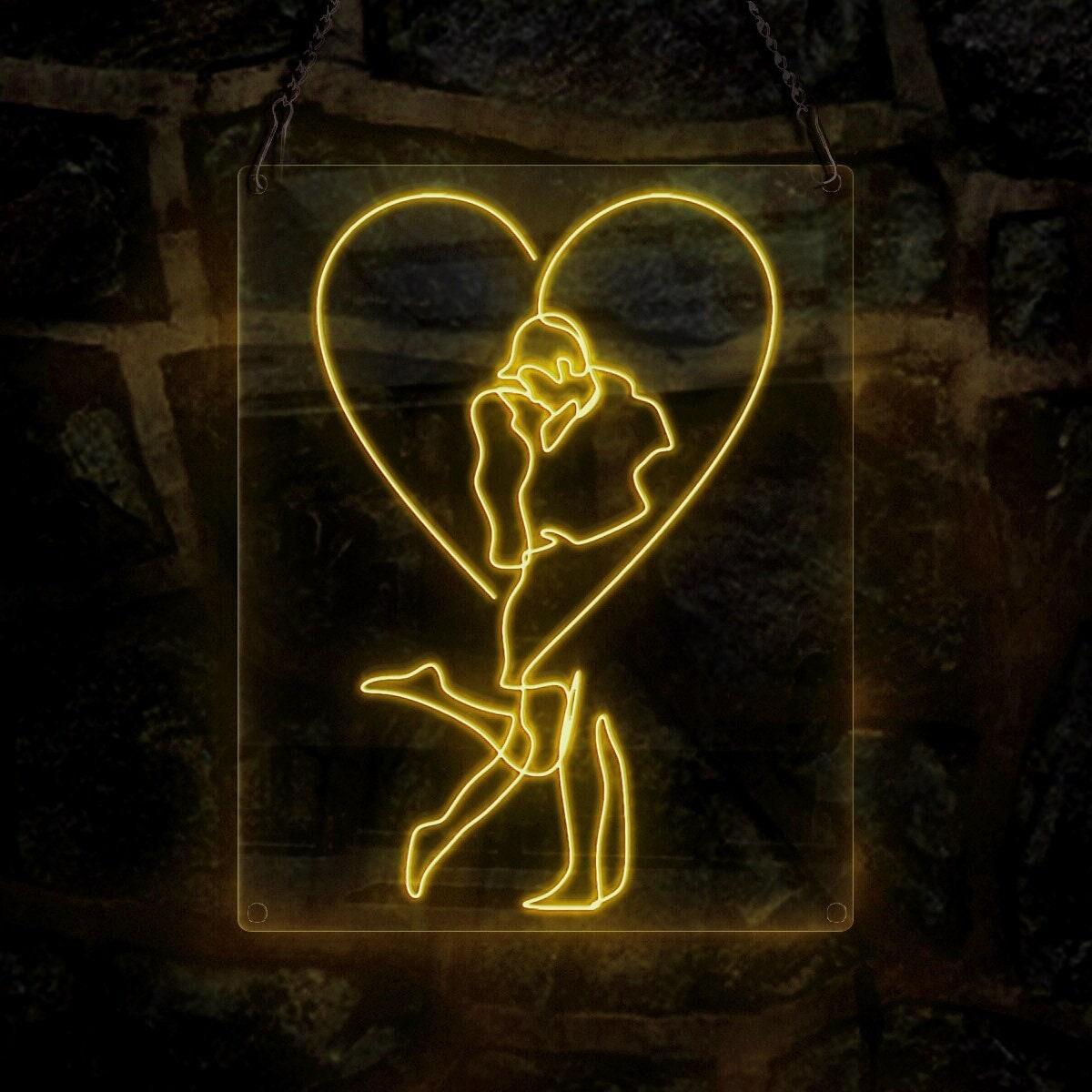 Couple Kissing Each Other Neon Sign, Handmade EL Wire Neon Light Sign ...