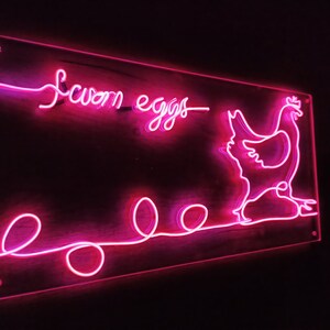 Hen Chicken Farm Eggs Neon Sign, Theme Handmade EL Wire Neon Light Sign ...