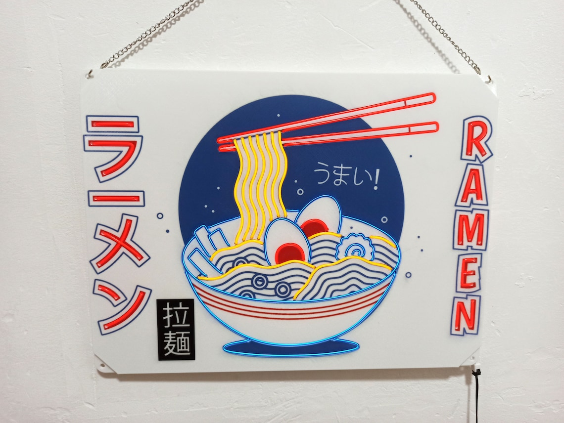 Ramen Bowl EL Wire Neon Sign, Japanese Noodle Bowl Neon Light Sign ...