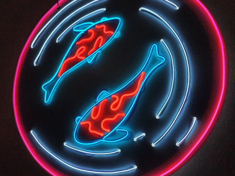 Animated Koi Fish Neon Sign, Dynamic Fish Neon Light Decor, Handmade EL ...