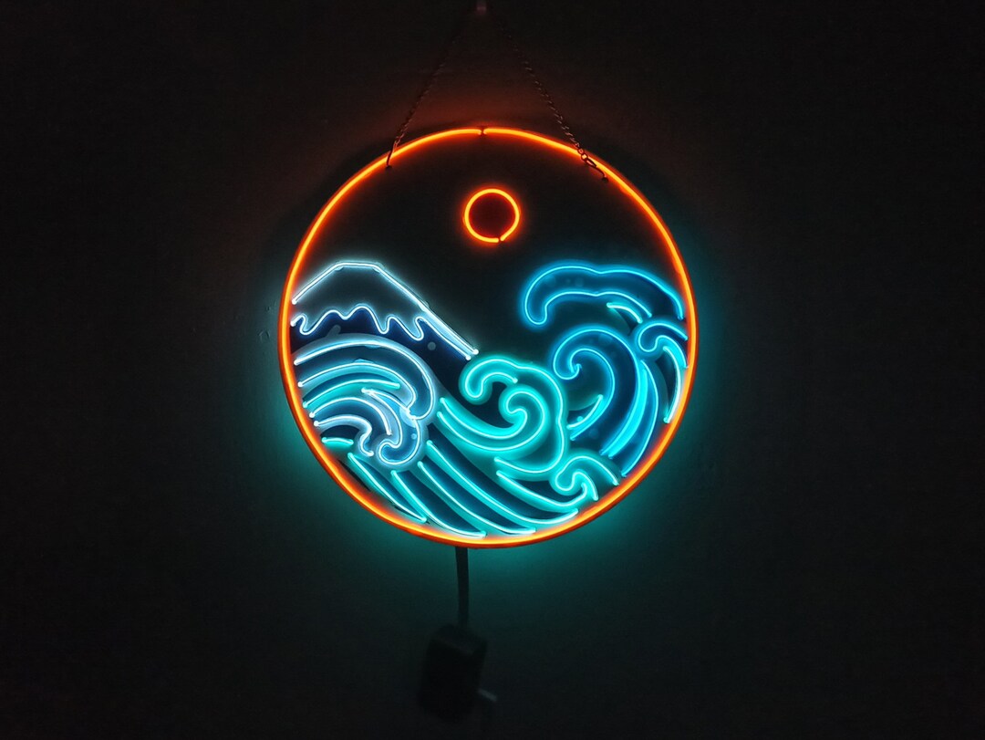 Animated Kanagawa Wave Neon Sign, Dynamic Japanese Style Neon Light ...