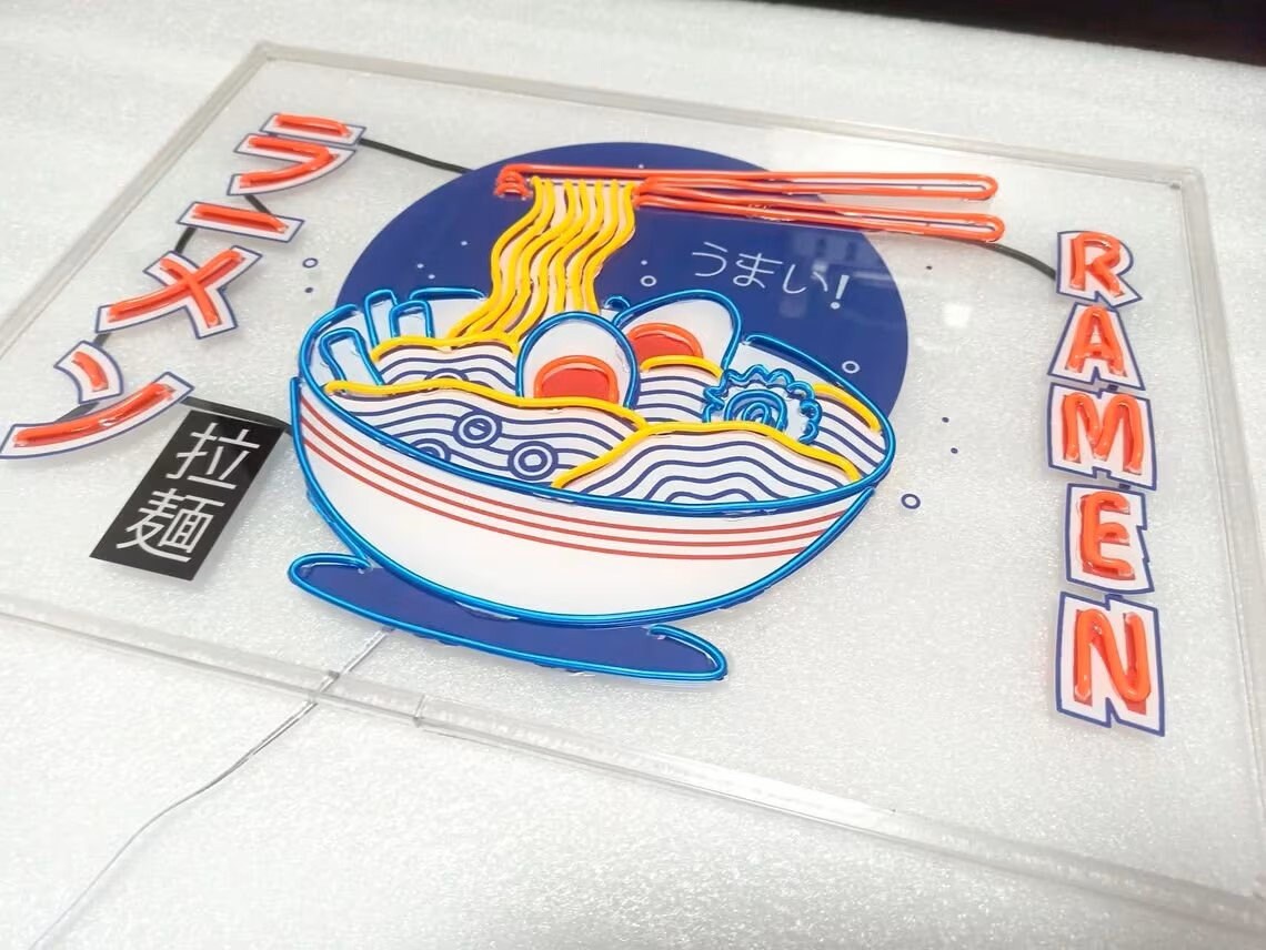 Ramen Bowl EL Wire Neon Sign, Japanese Noodle Bowl Neon Light Sign ...