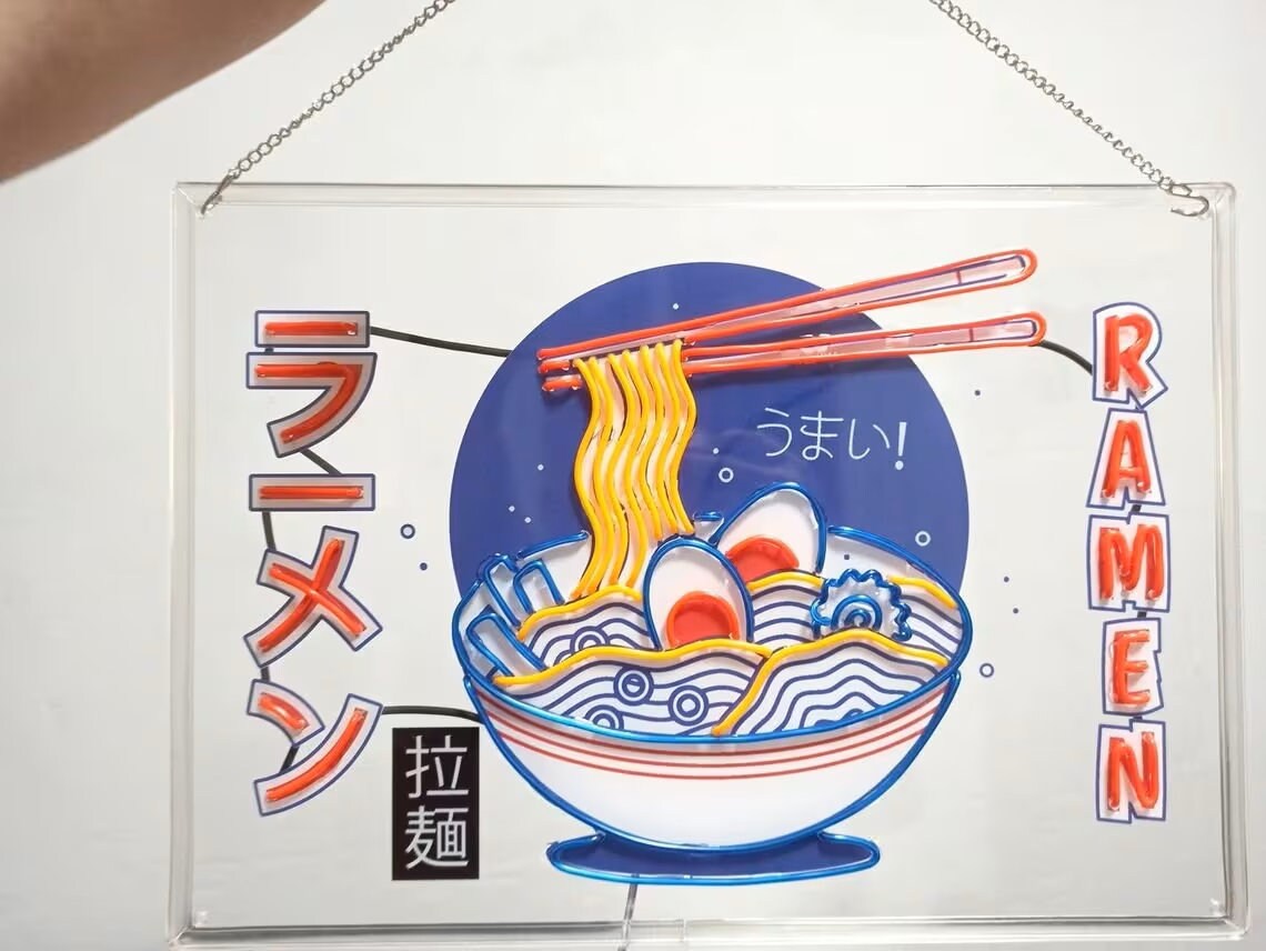 Ramen Bowl EL Wire Neon Sign, Japanese Noodle Bowl Neon Light Sign ...