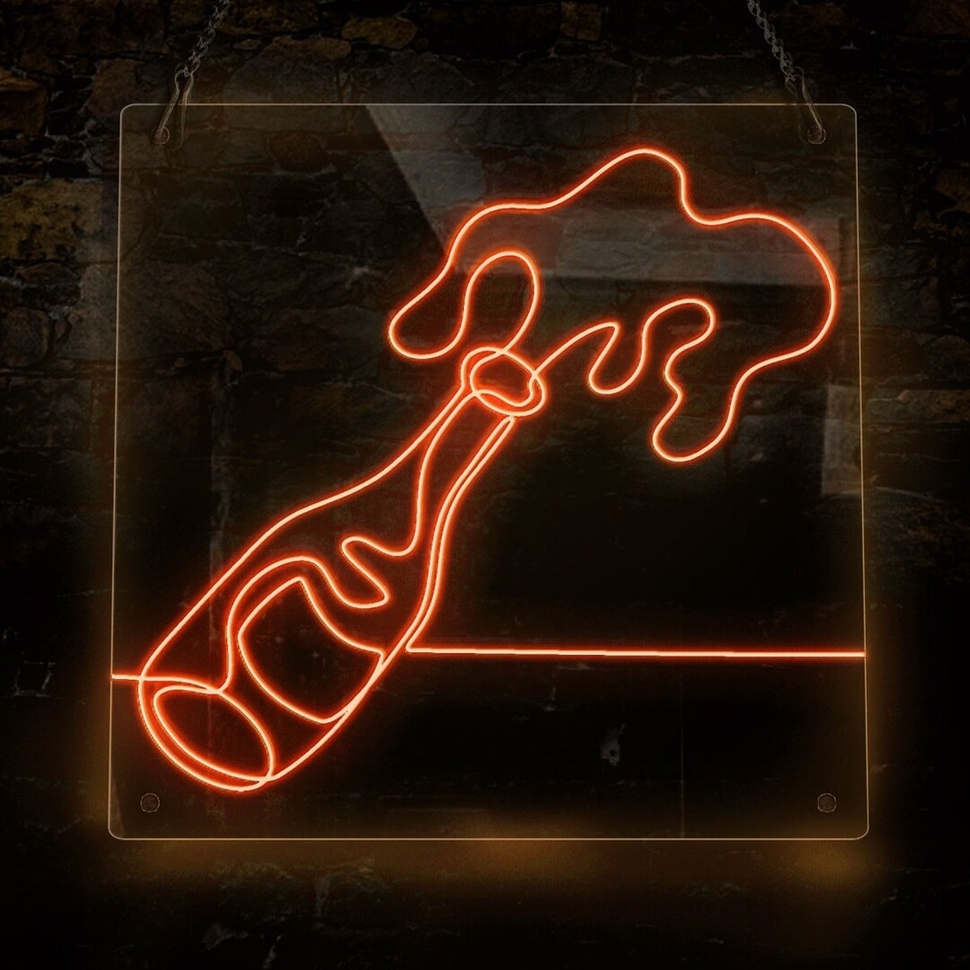 Champagne Bottle Neon Sign, Theme Handmade EL Wire Neon Light Sign ...