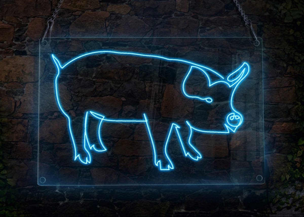 Pig Hog Livestock Domestic Animal Pig Hog Neon Sign Handmade - Etsy
