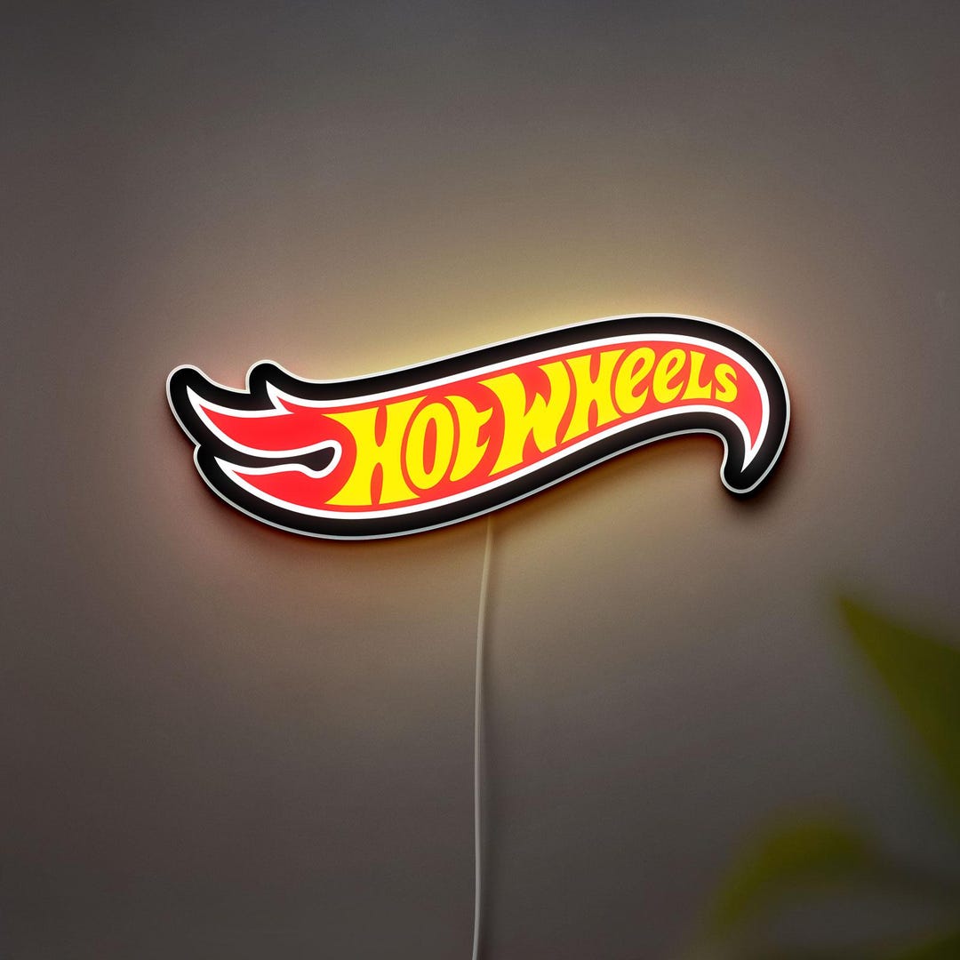 Hot Wheels Sign LED Lightbox, Toy Car Lovers Wall Art, Kid Room Decor ...