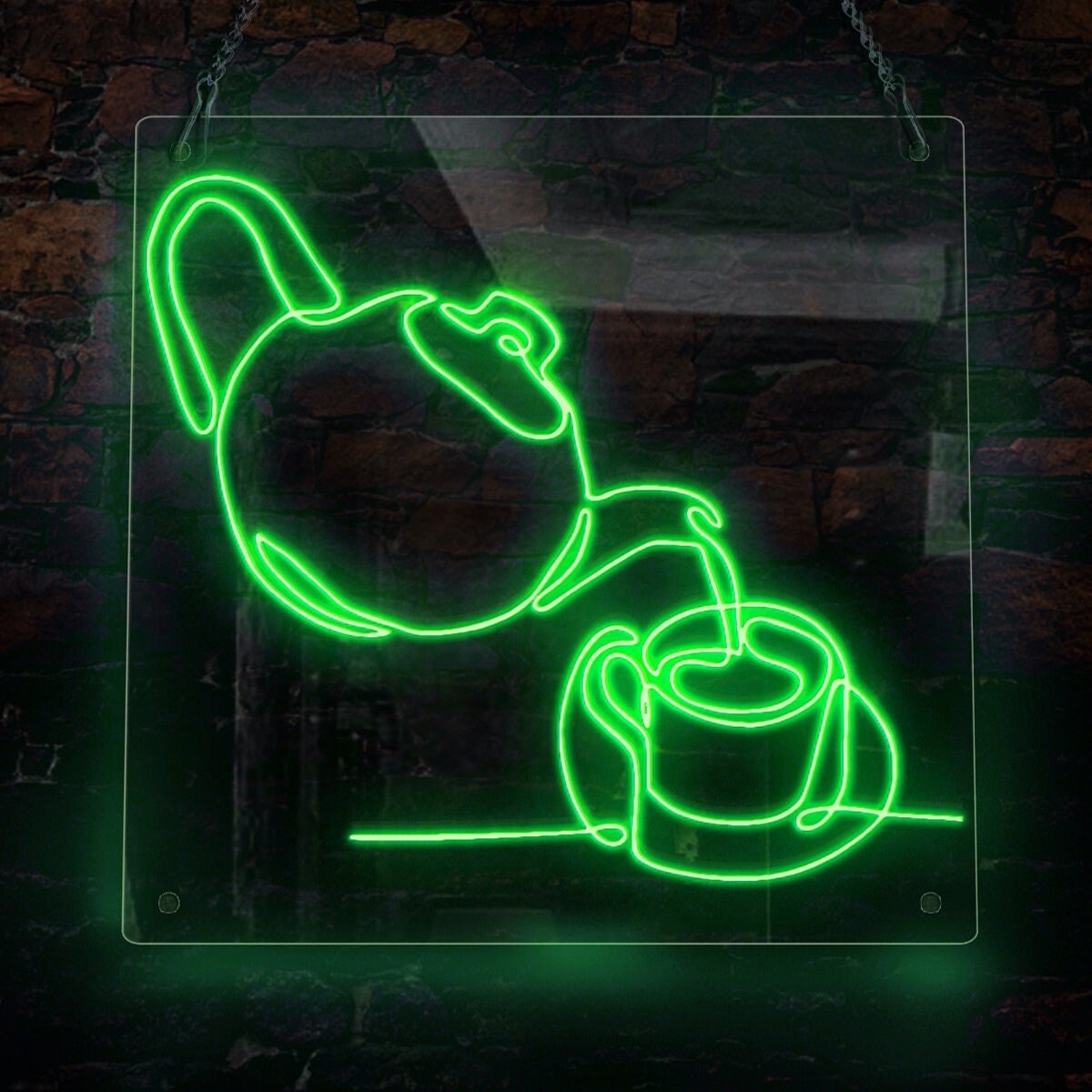 Tea Pot Tea Cup Neon Sign, Tea Neon Sign, Tea Pot Wall Art, Tea Pot Led ...