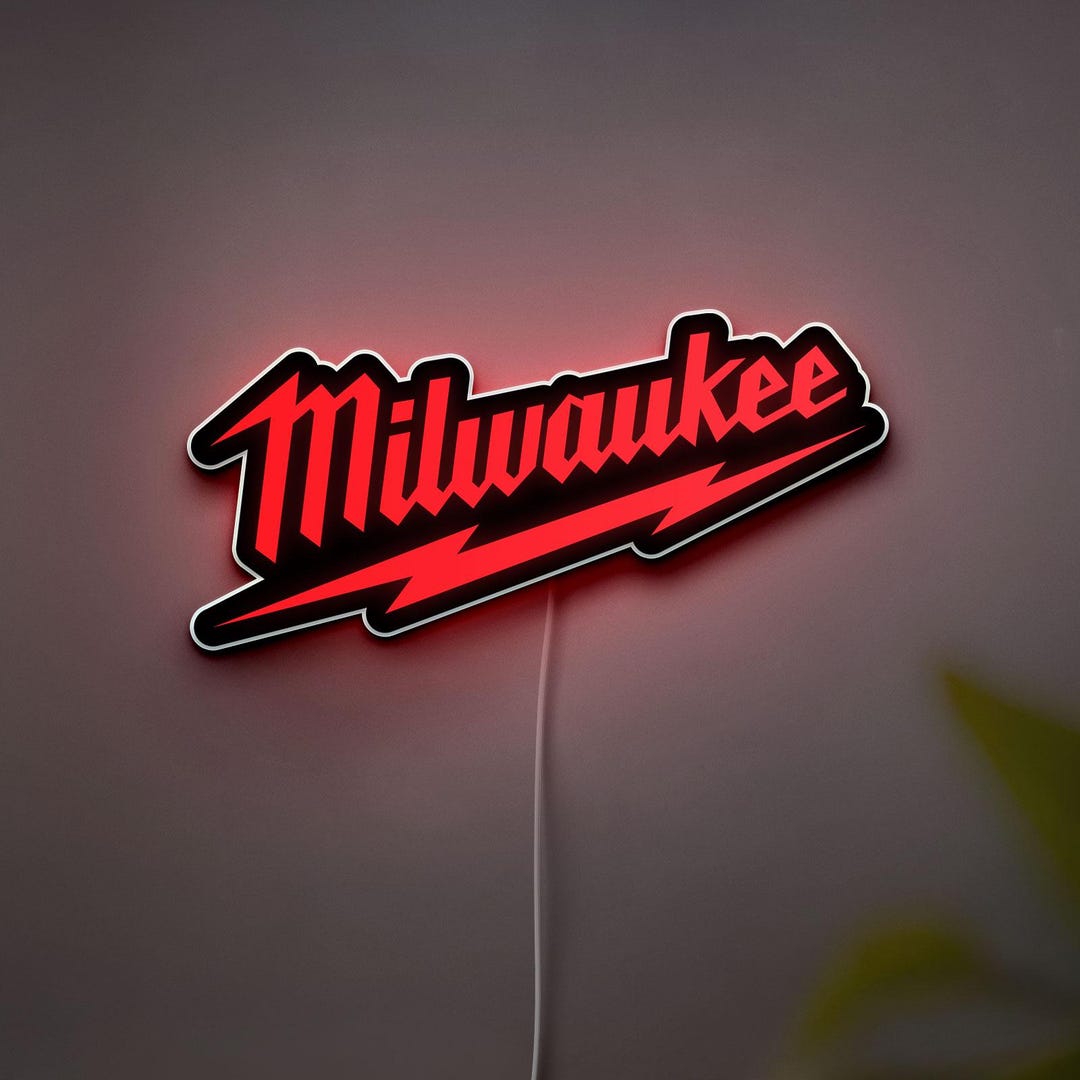 Milwaukee Tool 3D LED Light Box, Garage Workshop Sign Decor Lamp, Man ...