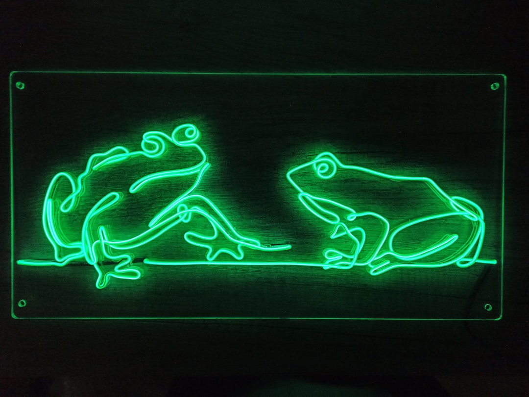Standing Frog Neon Sign, Handmade EL Wire Neon Light Sign, Home Decor ...