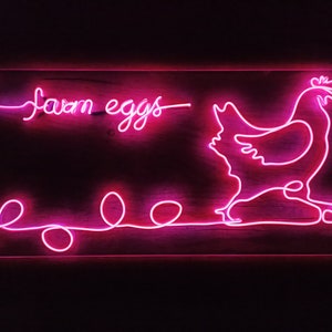 Hen Chicken Farm Eggs Neon Sign, Theme Handmade EL Wire Neon Light Sign ...