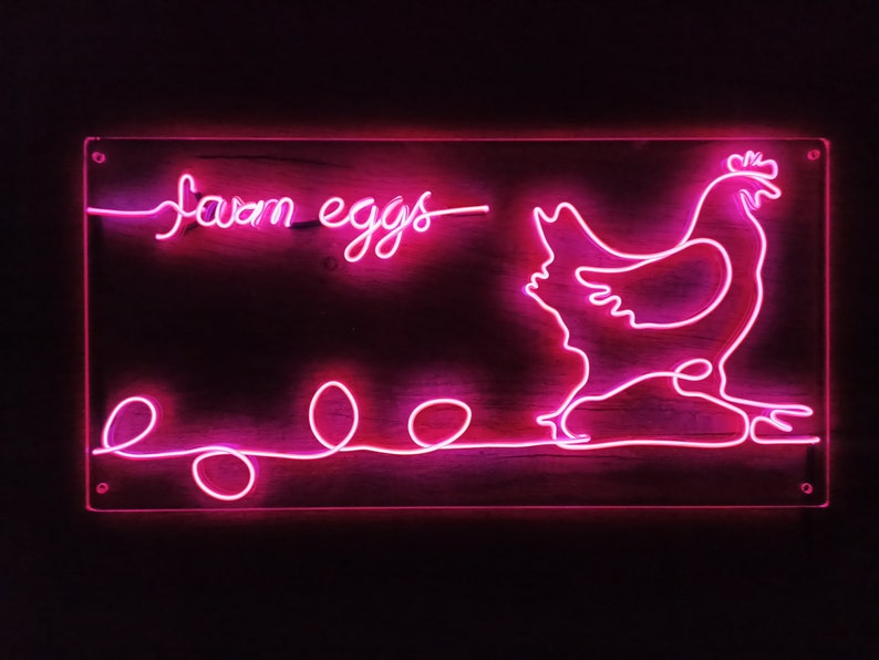 Hen Chicken Farm Eggs Neon Sign, Theme Handmade EL Wire Neon Light Sign ...