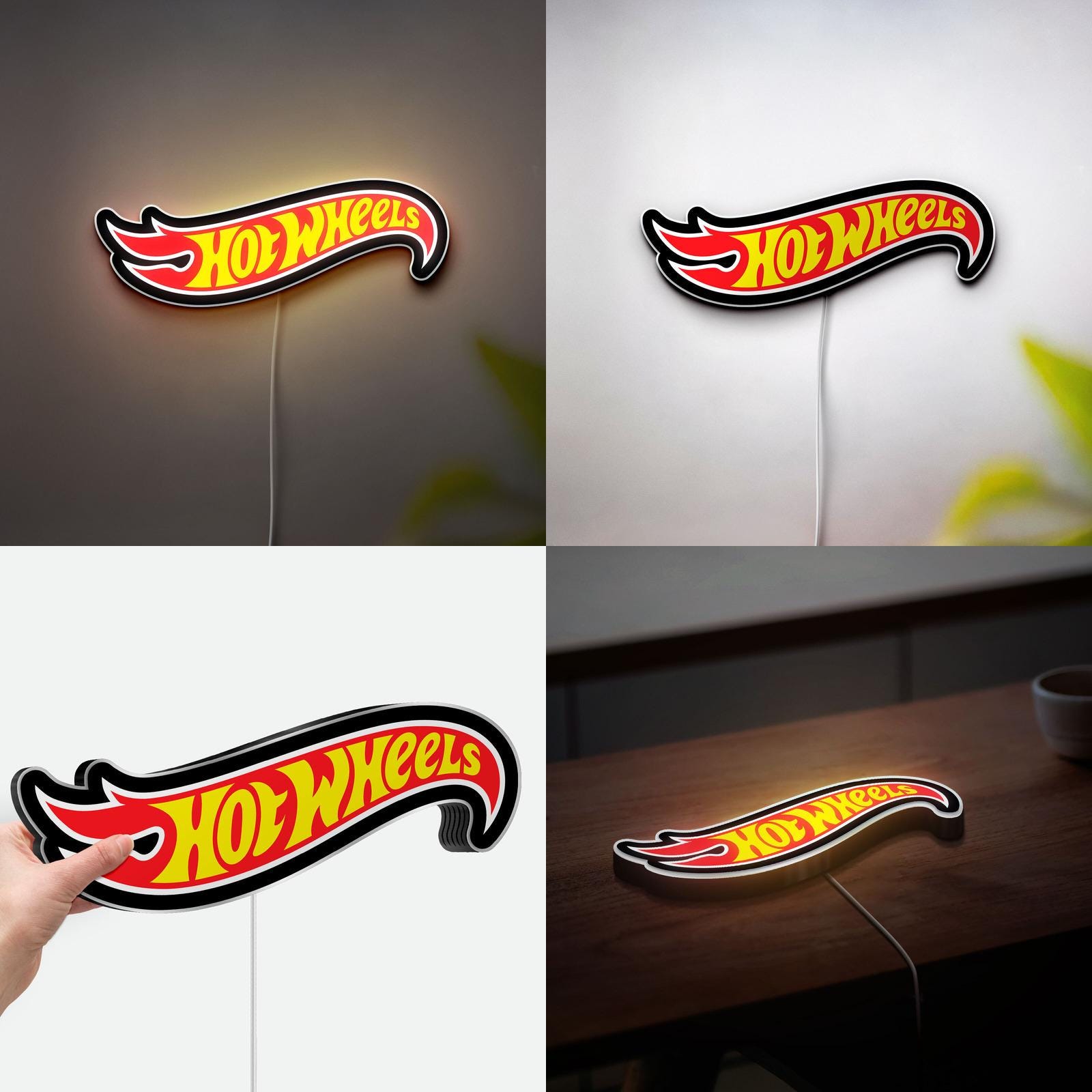 Hot Wheels Sign LED Lightbox, Toy Car Lovers Wall Art, Kid Room Decor ...