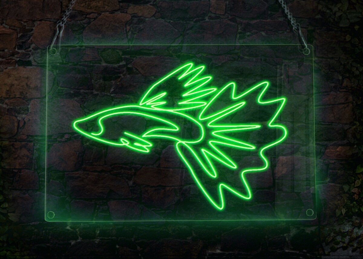 Cute Guppy Fish Pet Mascot Neon Sign, Handmade EL Wire Neon Light Sign ...