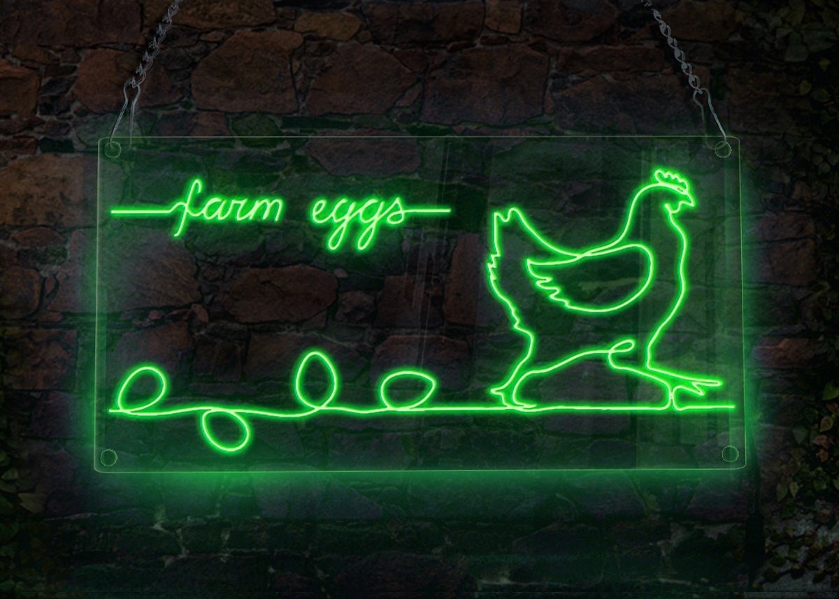 Hen Chicken Farm Eggs Neon Sign, Theme Handmade EL Wire Neon Light Sign ...