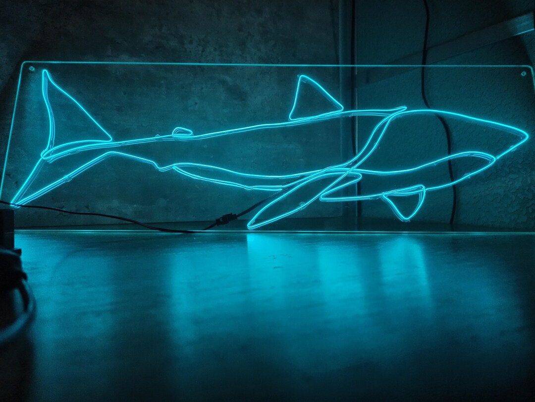 Shark Neon Sign, Shark Neon Light, Night Light, Handmade Shark EL Wire ...