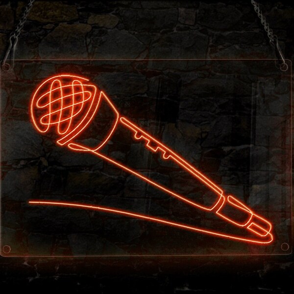 Neon Microphone Sign - Etsy