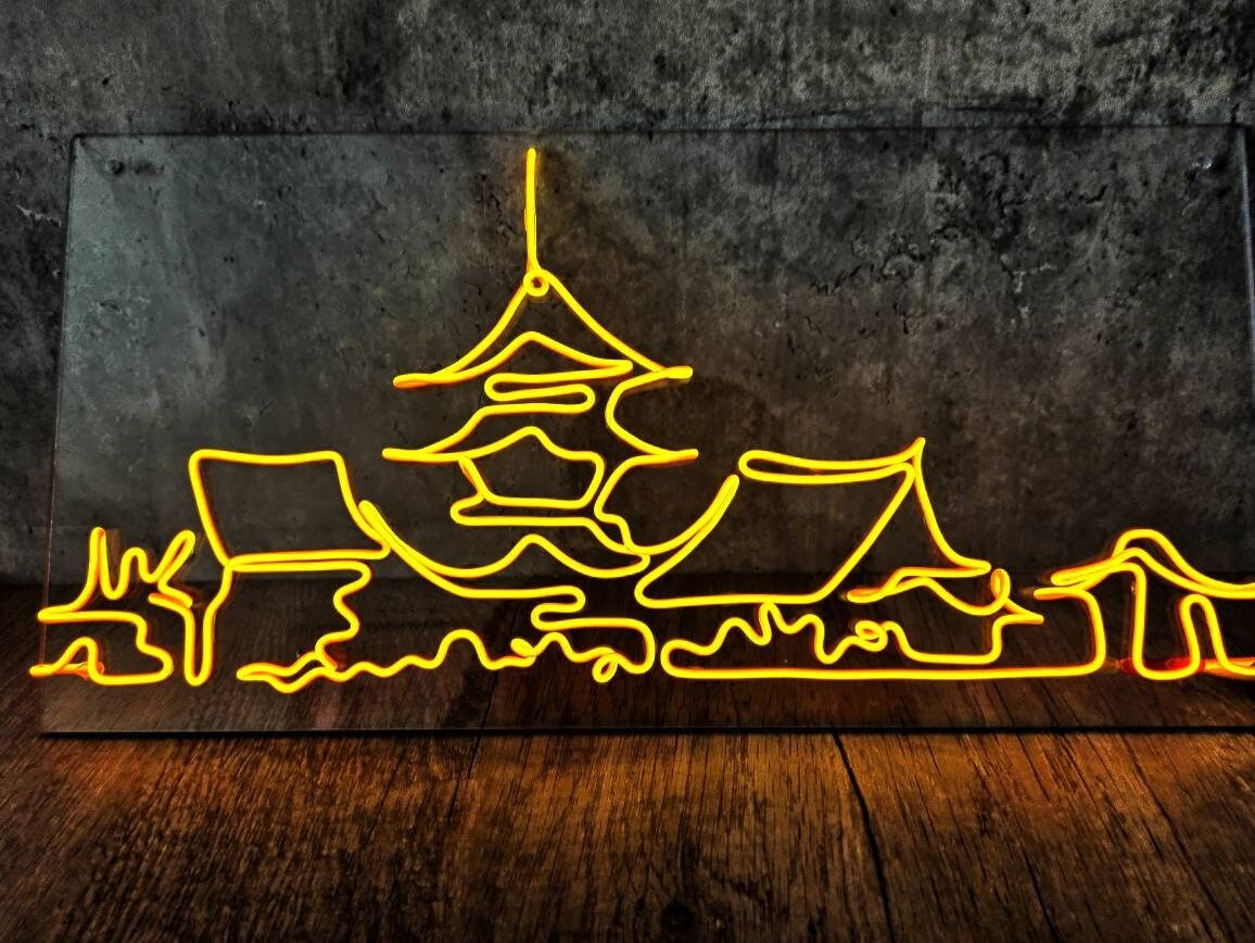 Japanese Buddhist Temple Neon Sign, Theme Handmade EL Wire Neon Light ...