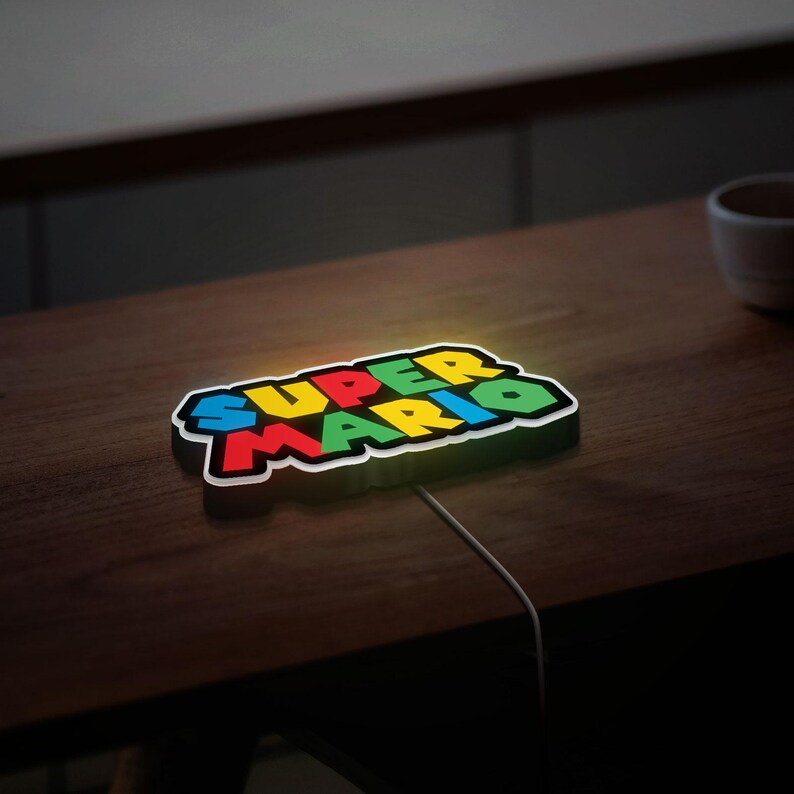 Handmade Super Mario LED Light Box, Mario 3D Illuminated Sign Lamp ...