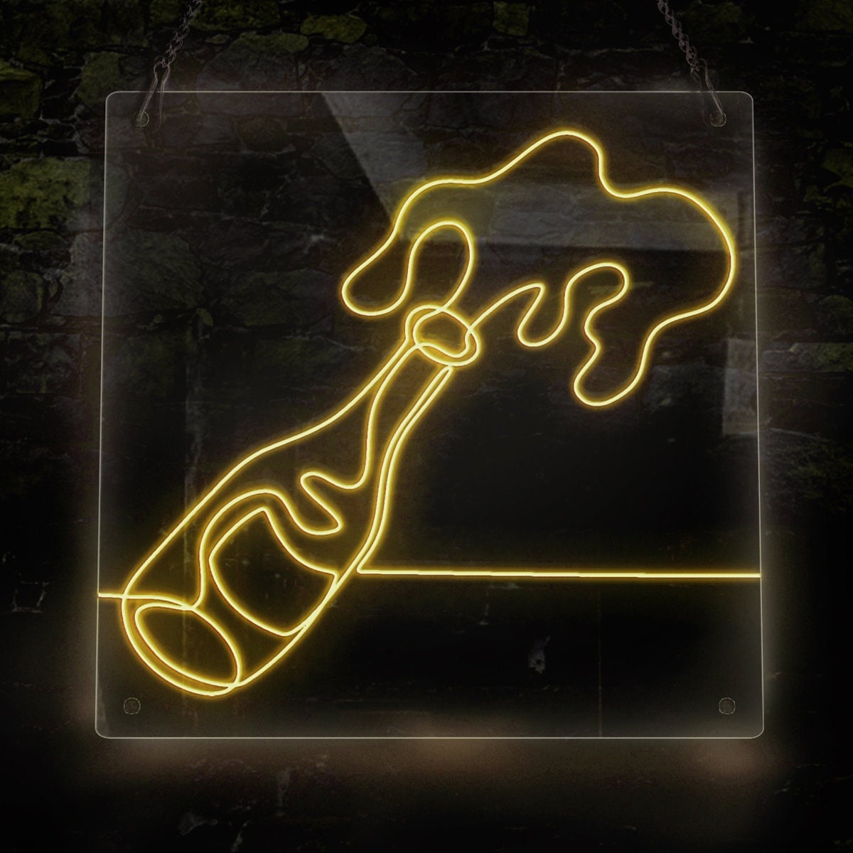 Champagne Bottle Neon Sign, Theme Handmade EL Wire Neon Light Sign ...