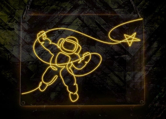 Space Astronaut Catching Star Neon Sign Handmade EL Wire Neon - Etsy