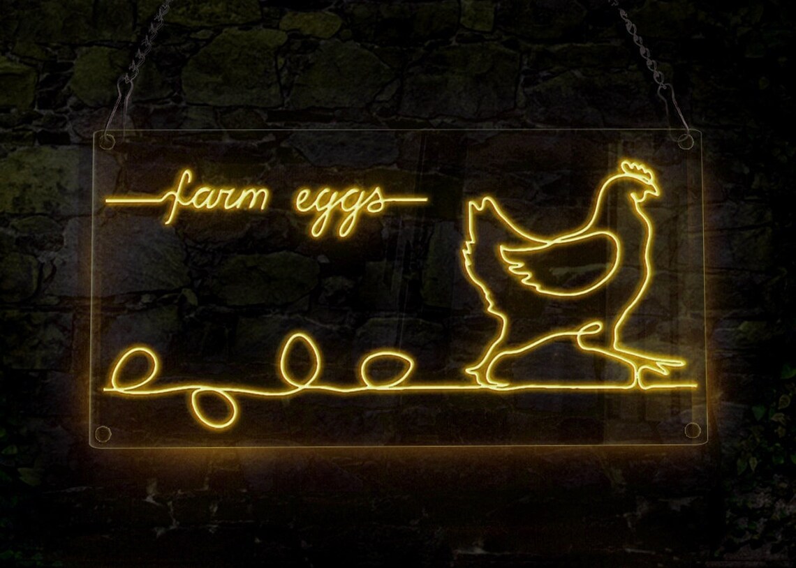 Hen Chicken Farm Eggs Neon Sign Theme Handmade EL Wire Neon - Etsy