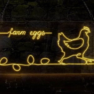 Hen Chicken Farm Eggs Neon Sign, Theme Handmade EL Wire Neon Light Sign ...