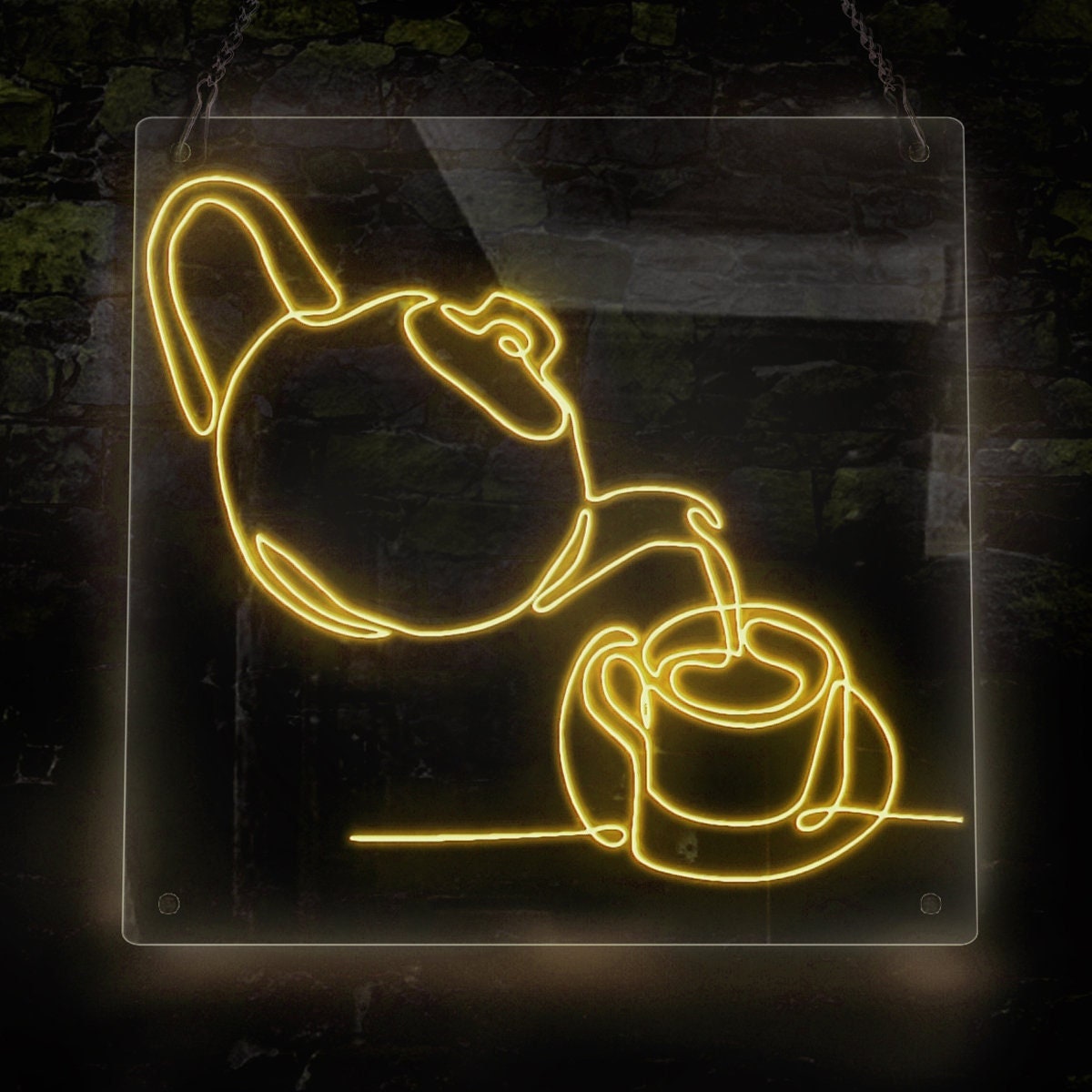 Tea Pot Tea Cup Neon Sign, Tea Neon Sign, Tea Pot Wall Art, Tea Pot Led ...