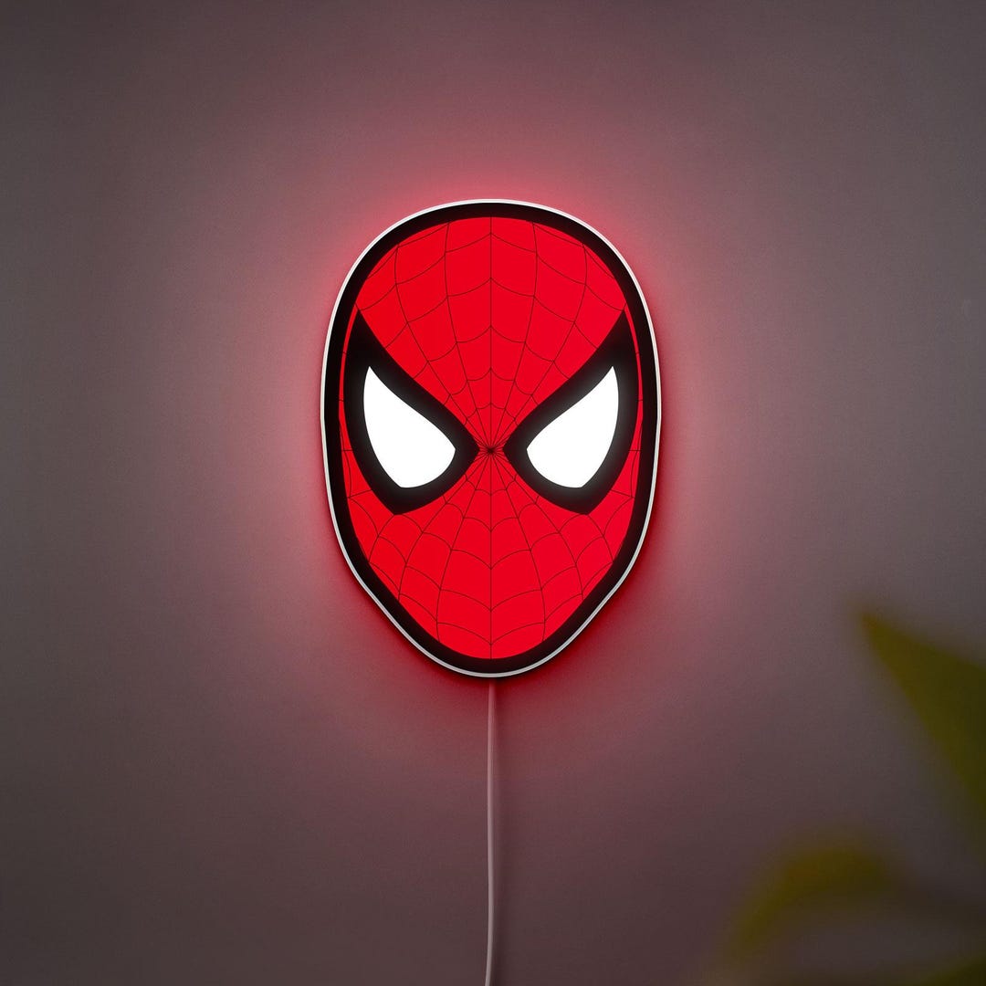 Personalized Spiderman Mask 3D Print Lightbox, Spiderman's Classic Mask ...