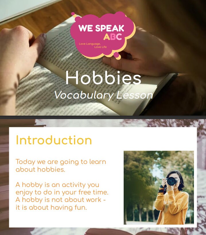 ESL English Lesson Plan - Hobbies - English Online Lesson Material ...