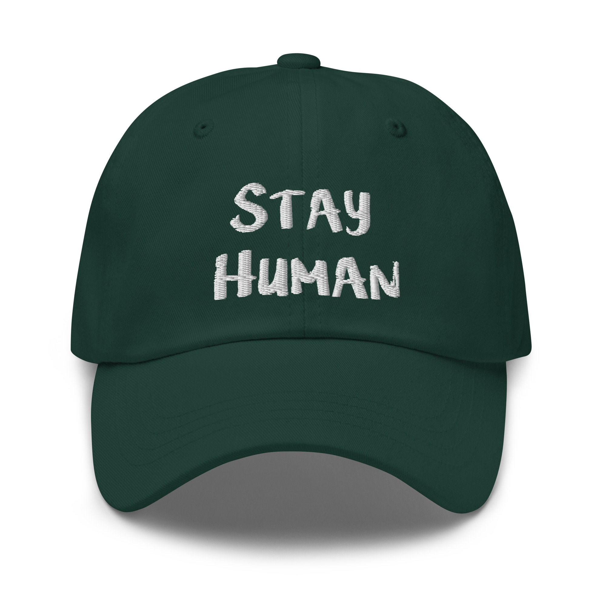 Stay Human Embroidered Cotton Baseball Cap - Etsy