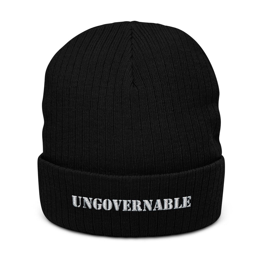 Ungovernable Embroidered Ribbed Knit Beanie - Etsy