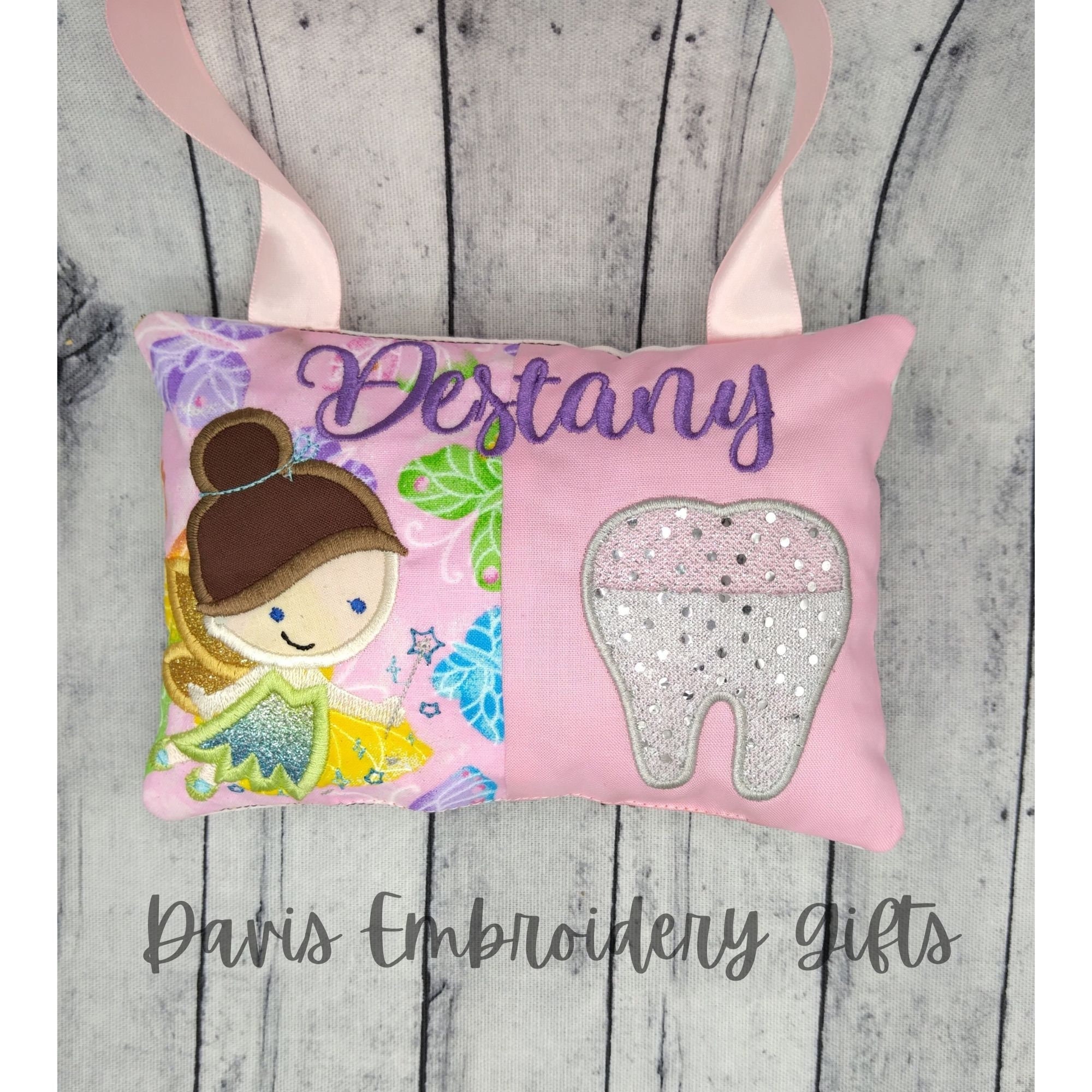 Sliver Tooth Fairy Pillow, Tooth Fairy Pillow, Girls Tooth Pillow, Girl ...