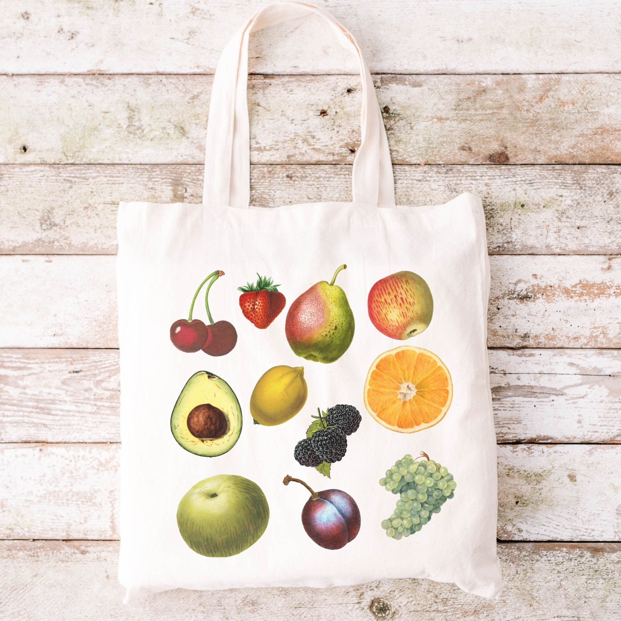 Cottagecore Fruit Tote Bag, Aesthetic Tote Bag, Fruit Gift, Canvas Tote ...
