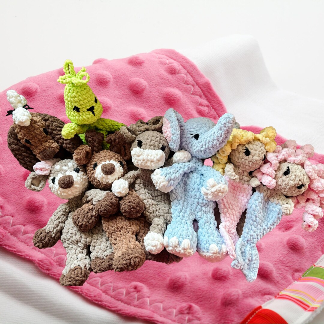 Safer Lovies for Babies, Plushie Crochet Lovey Animals, Knit or Crochet ...