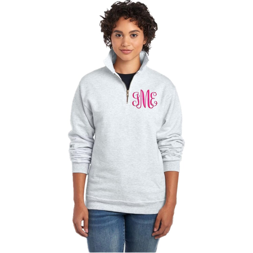 Monogram Quarter Zip Sweatshirt, Personalized Sweatshirt, Embroidered ...