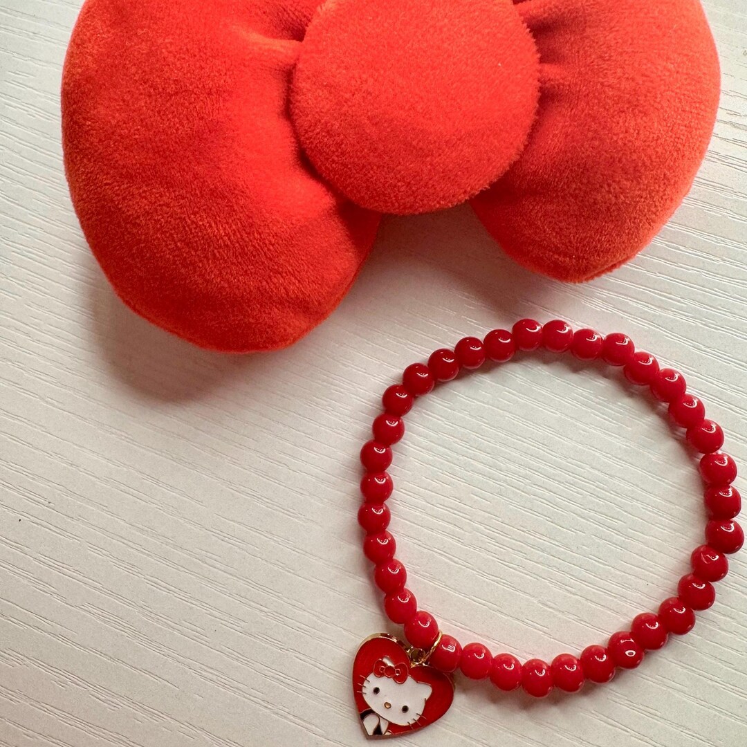 Handmade Reiki Infused Red Coral Cartoon Cat Charm Bracelets, Genuine ...