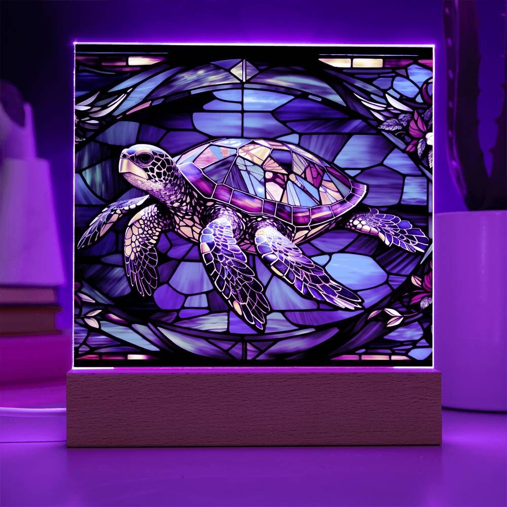 Stained Glass Turtle, Art Sea Life Turtle, Stain Glass Acrylic Plaque ...