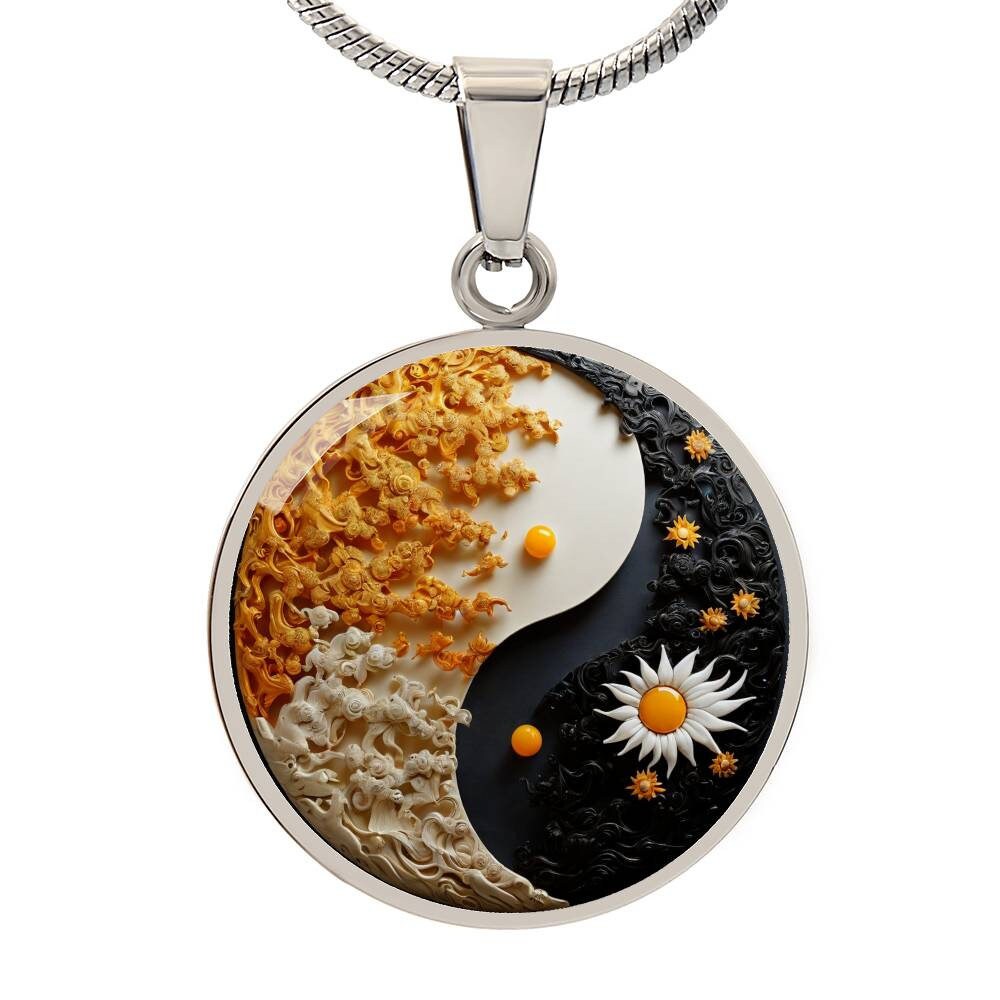 Yin-yang Pendant Necklace, Sun and Moon Necklace, Engravable Yin-yang ...