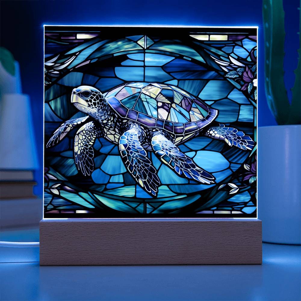 Stained Glass Turtle Art Sea Life Turtle Stain Glass Acrylic Plaque Home Office Home Decor