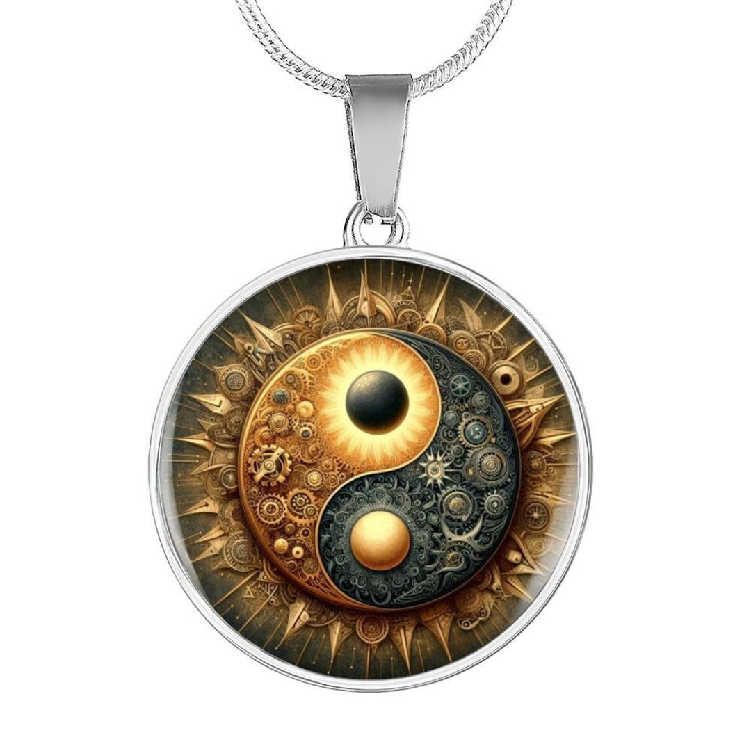 Yin-yang Pendant Necklace, Sun and Moon Necklace, Engravable Yin-yang ...