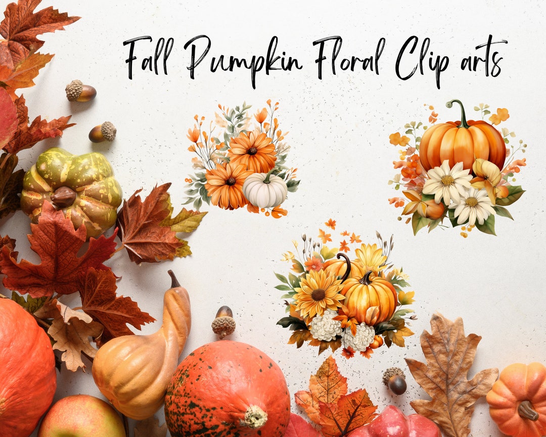 Holiday Clip Arts Autumn & Pumpkin Clipart Fall Floral - Etsy