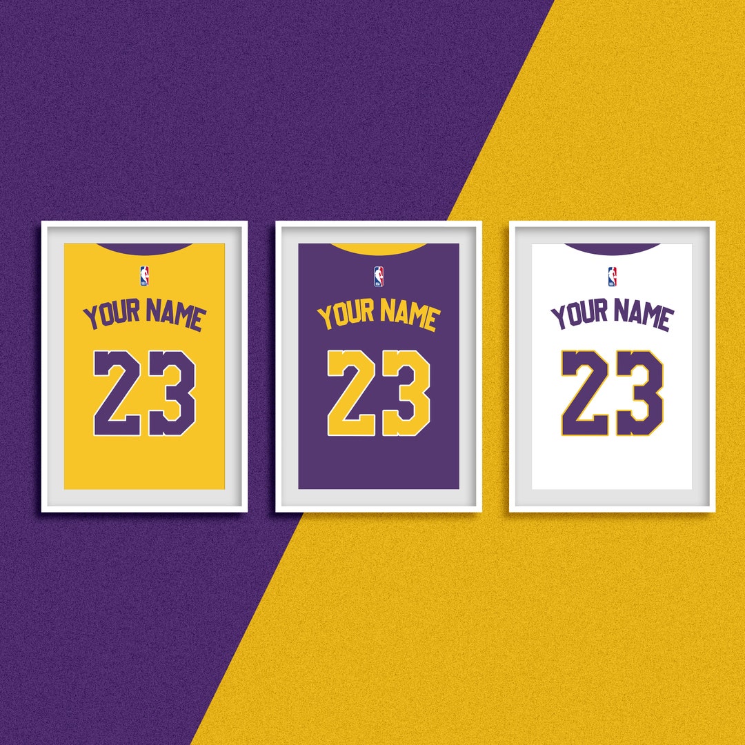 Personalized Basketball Poster Custom Lakers Jersey With Any - Etsy