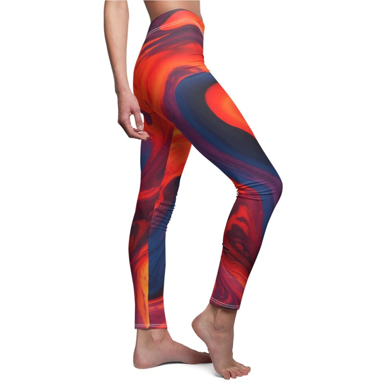 Colorful Swirls of Color Yoga Pants, Women's Leggings, Blue, Orange ...