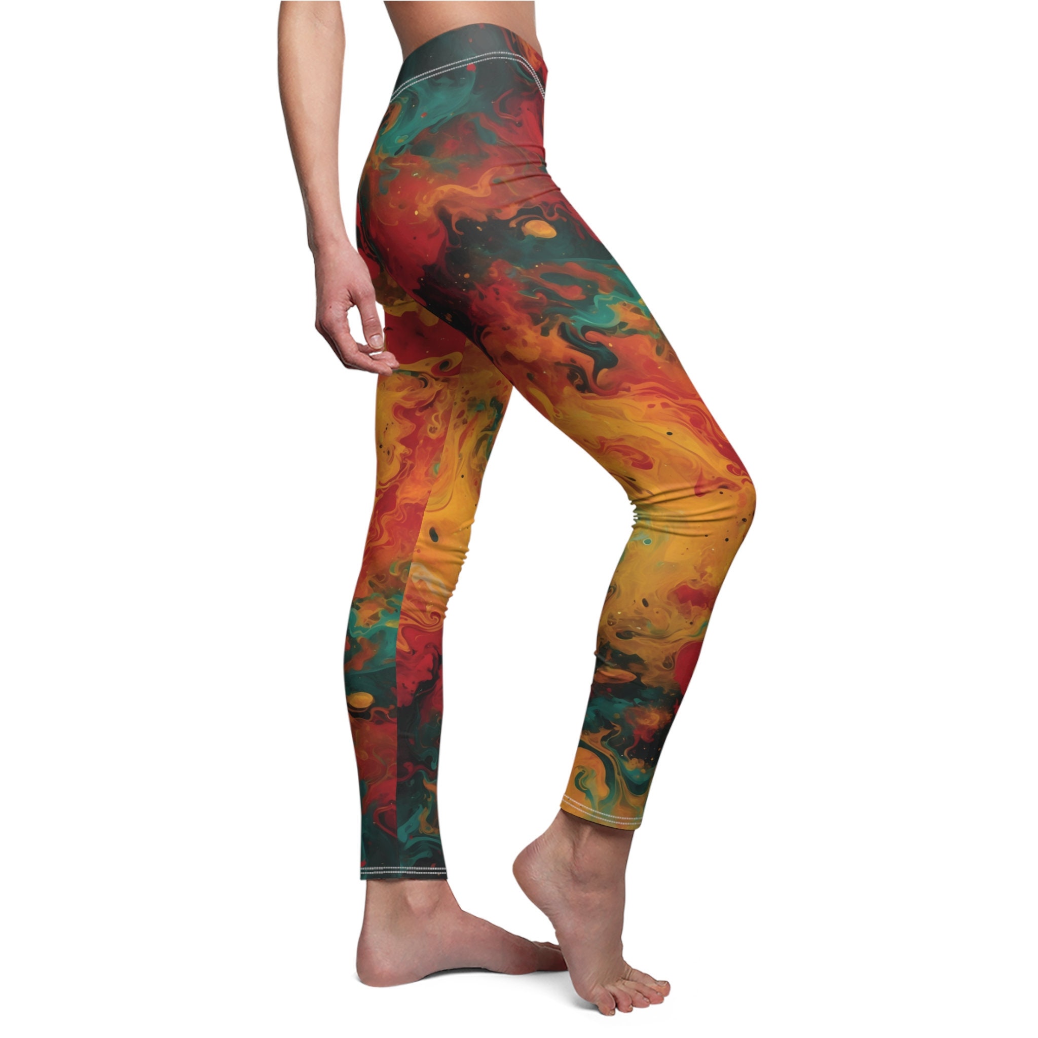 Crazy Psychedelic Colors Yoga Pants, Colorful Hippie Fashion Women's ...