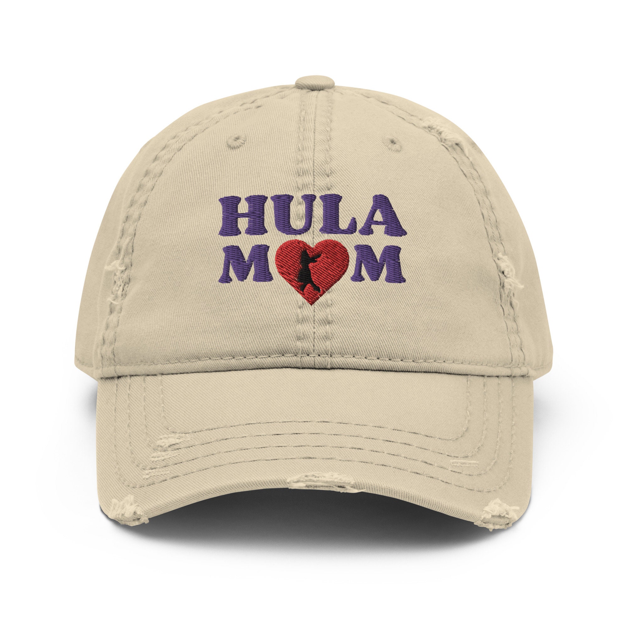 Distressed Dad Hat for the Hula Mom, Embordered Design With Heart ...