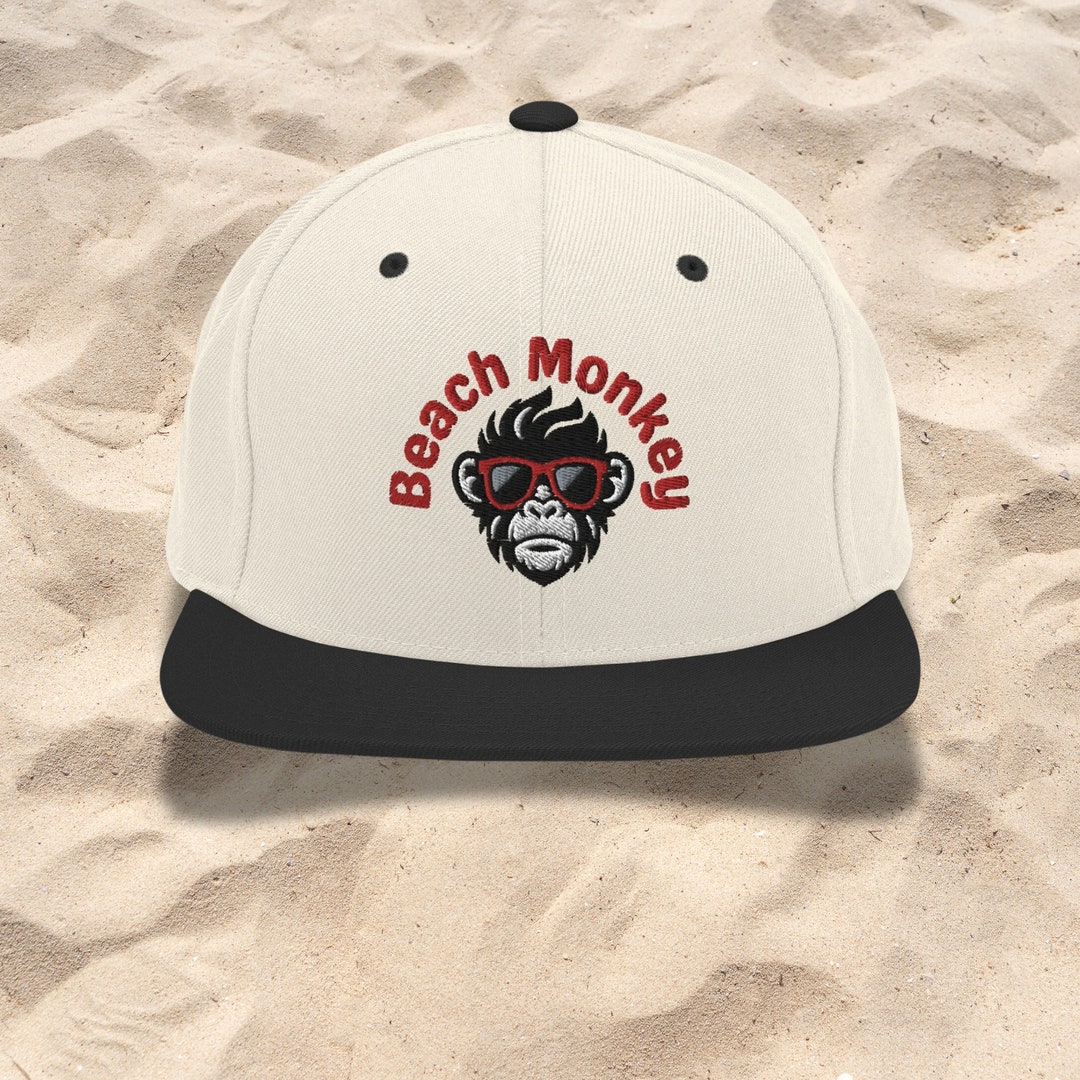 Beach Monkey Embroidered Snapback Hat, Cool Chimp With Sunglasses ...